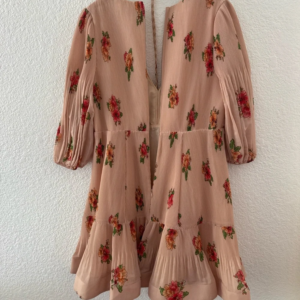 Zimmermann | Dresses | Zimmermann Blush Pink Floral Vneck Pleated ...
